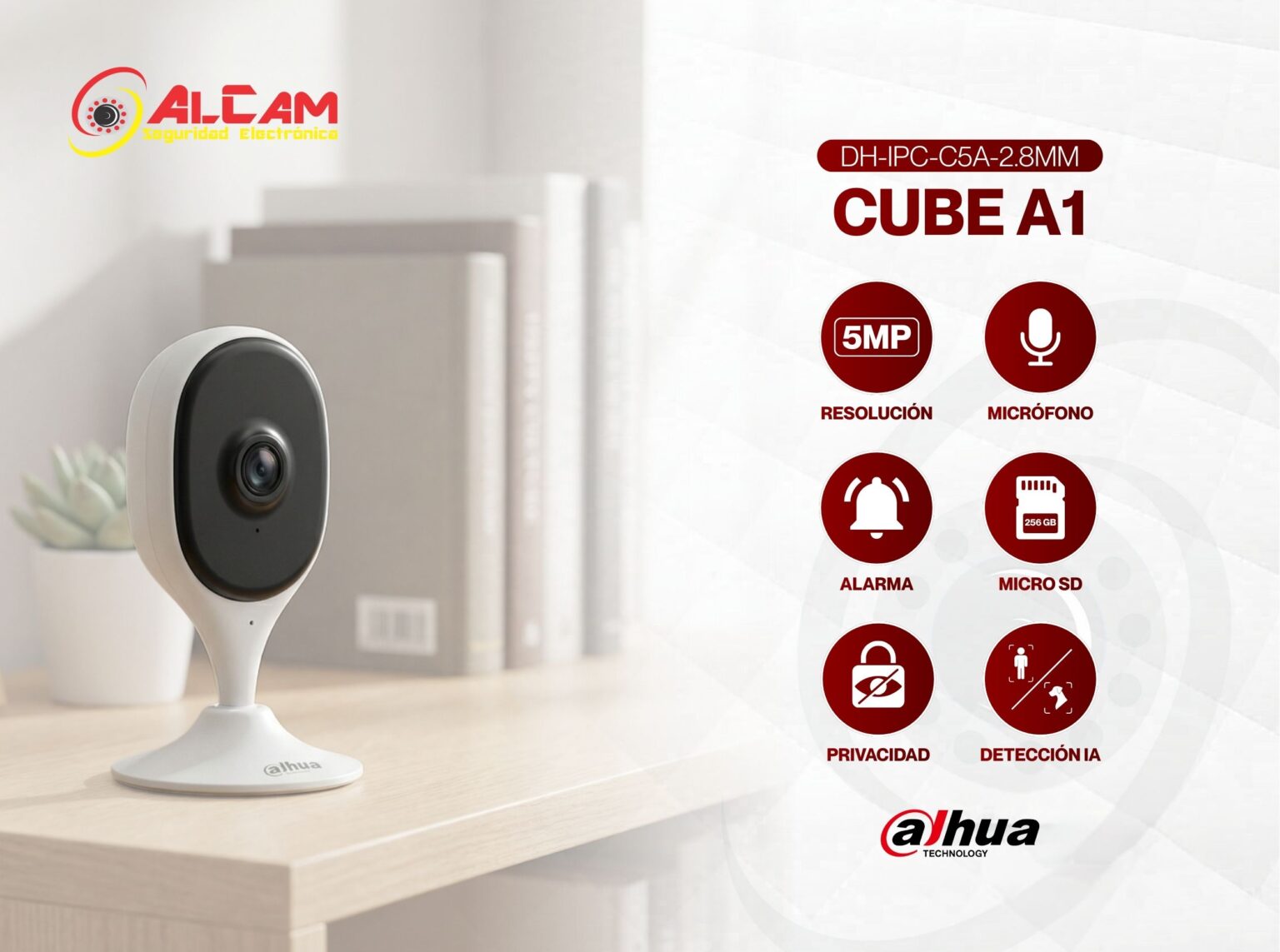 CÁMARA IP WIFI CUBE A1 5MP DAHUA PARA INTERIORES / IPC-C5A » Alcam ...